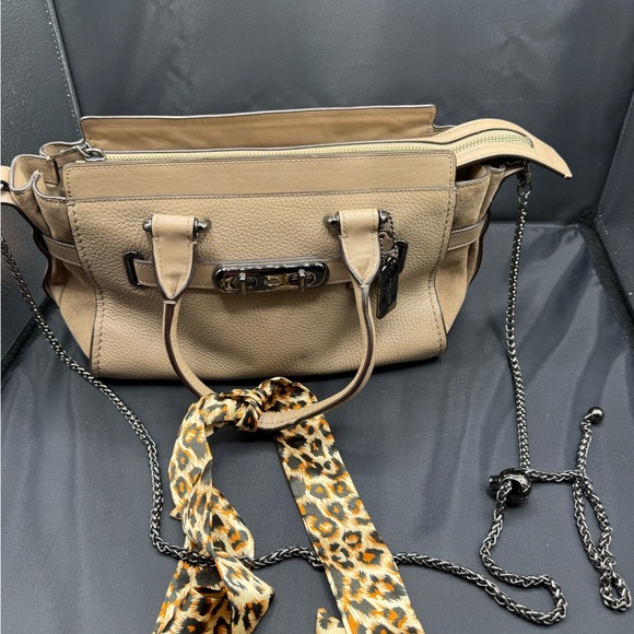 Coach | Bags | Coach Swagger Satchel Beige Leather With Suede On The ...